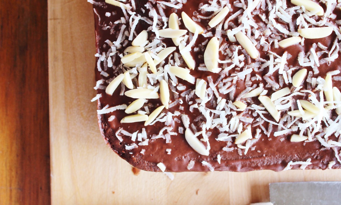 Choc coconut tray bake and winning friends – Baking with Gab